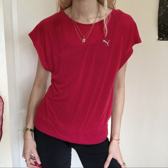Puma | Tops | Puma Red Workout Tee | Poshmark